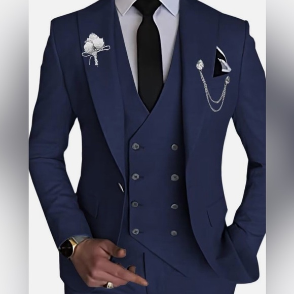 WANGYUE | Suits & Blazers | Wangyue Mens 3 Piece Slim Fit Suit Double Breasted Suit Men Formal ...